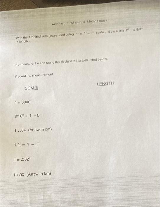 Solved Architect, Engineer & Metric Scales With the | Chegg.com