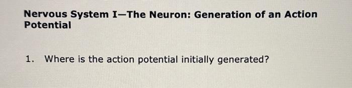 Solved Nervous System I-The Neuron: Generation of an Action | Chegg.com