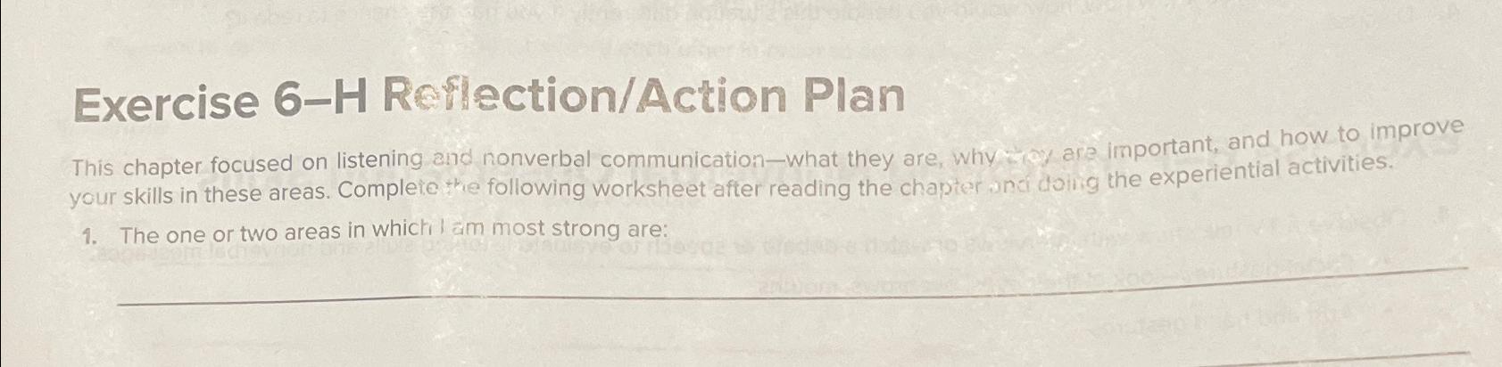 Solved Exercise 6-H Reflection/Action PlanThis chapter | Chegg.com