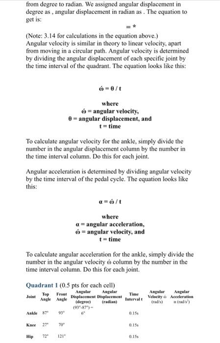 Solved LAB # 2: Angular Kinematics Introduction Because body | Chegg.com