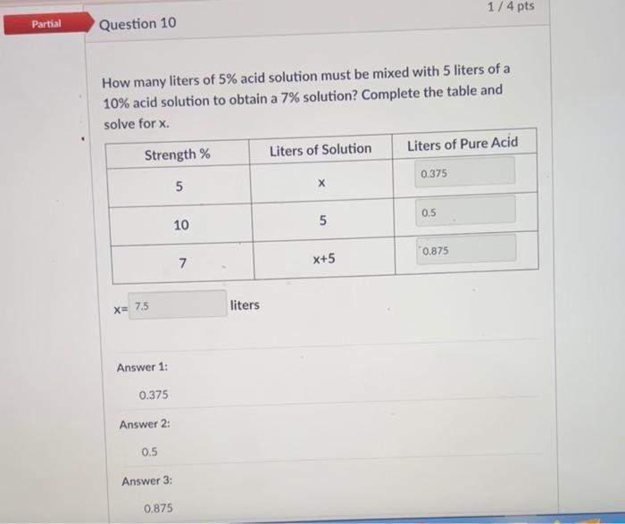 Solved How many liters of 5% acid solution must be mixed | Chegg.com