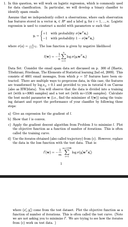 Solved In this question, we will work on logistic | Chegg.com