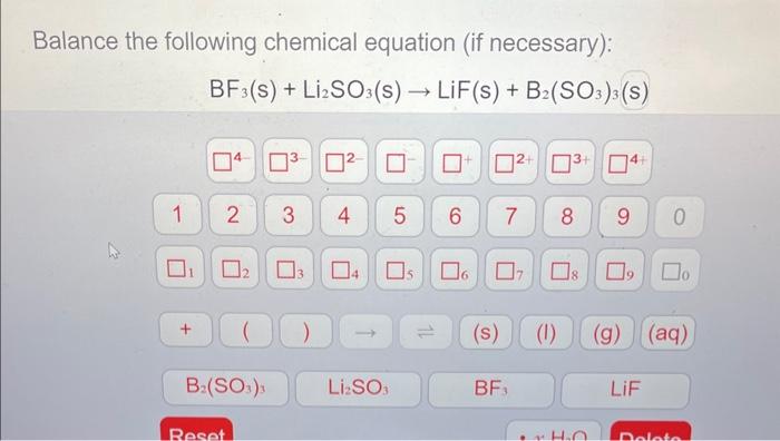 Solved Balance the following chemical equation (if | Chegg.com