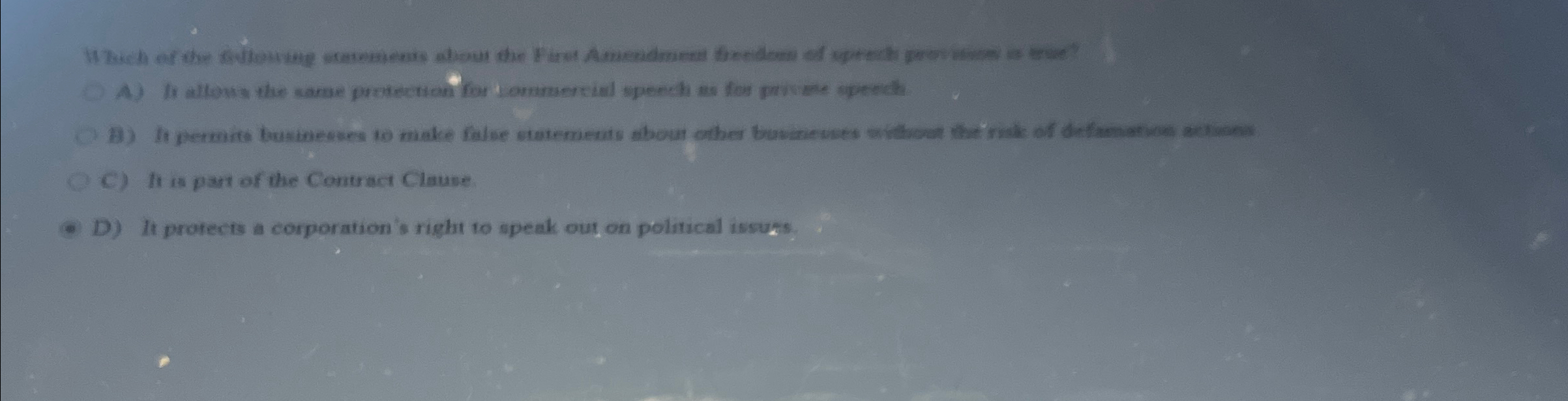 Solved C) ﻿It is part of the Comtract Clause | Chegg.com