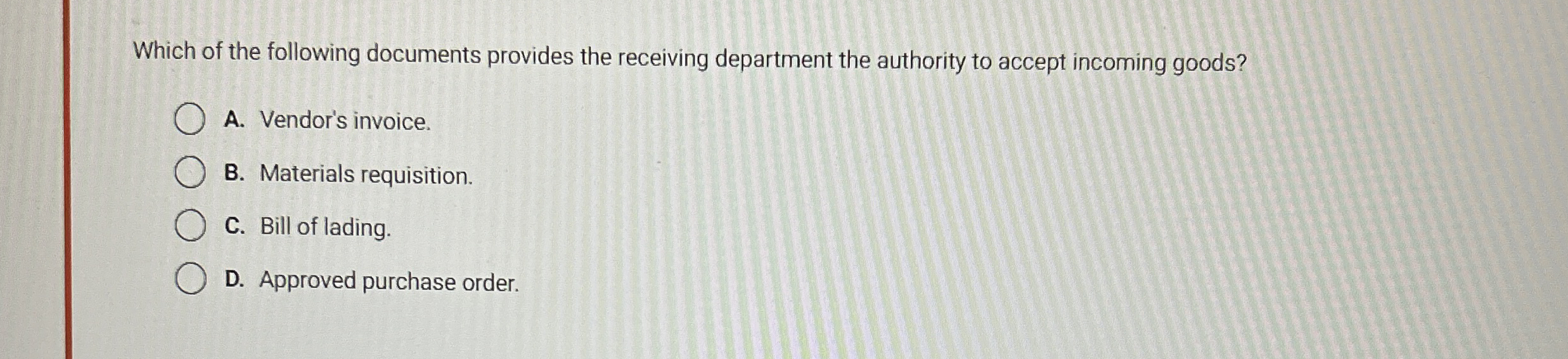 Solved Which of the following documents provides the | Chegg.com