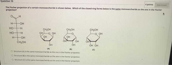 Solved Question 10 4 points The Flincher projection of a | Chegg.com