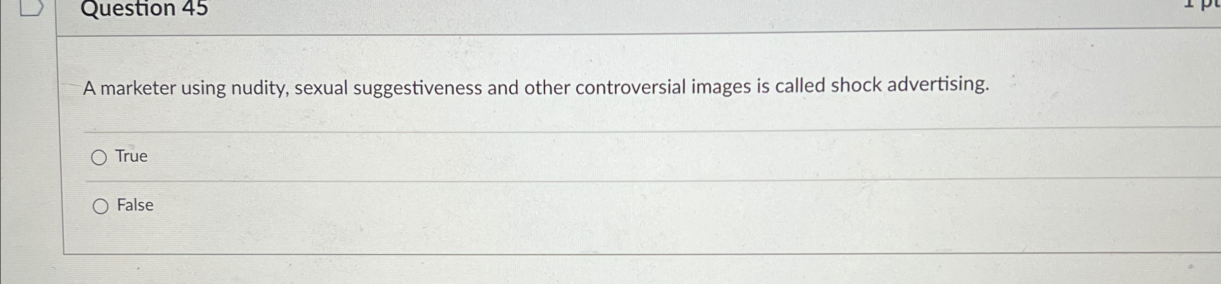 Solved Question 45A marketer using nudity, sexual | Chegg.com