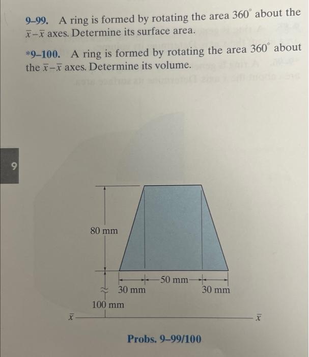 Solved 9-99. A ring is formed by rotating the area 360∘ | Chegg.com