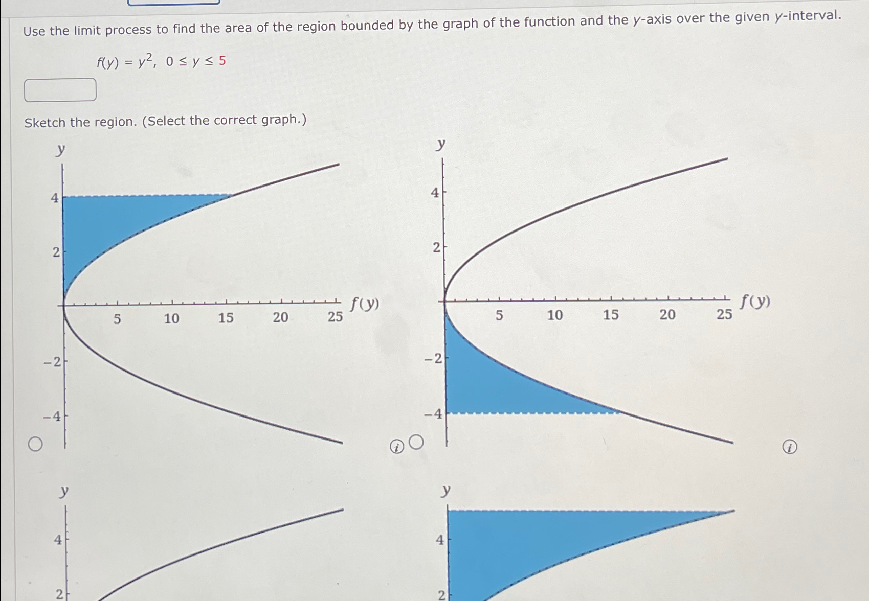 Solved Use the limit process to find the area of the region | Chegg.com
