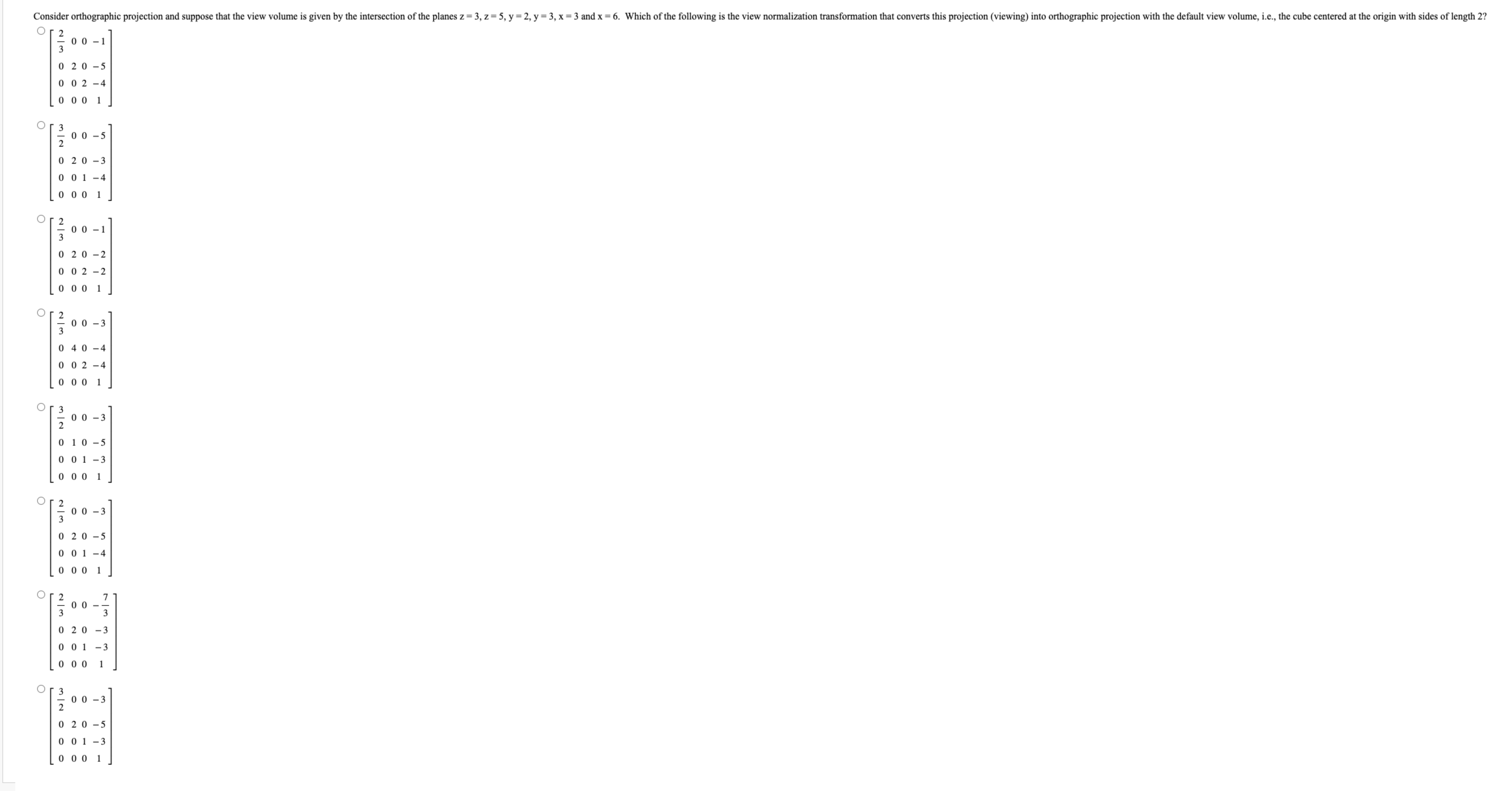 Solved Consider orthographic projection and suppose that the | Chegg.com