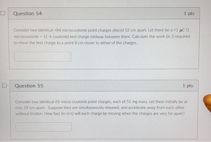 Consider two identical +84 microcoulomb point charges | Chegg.com