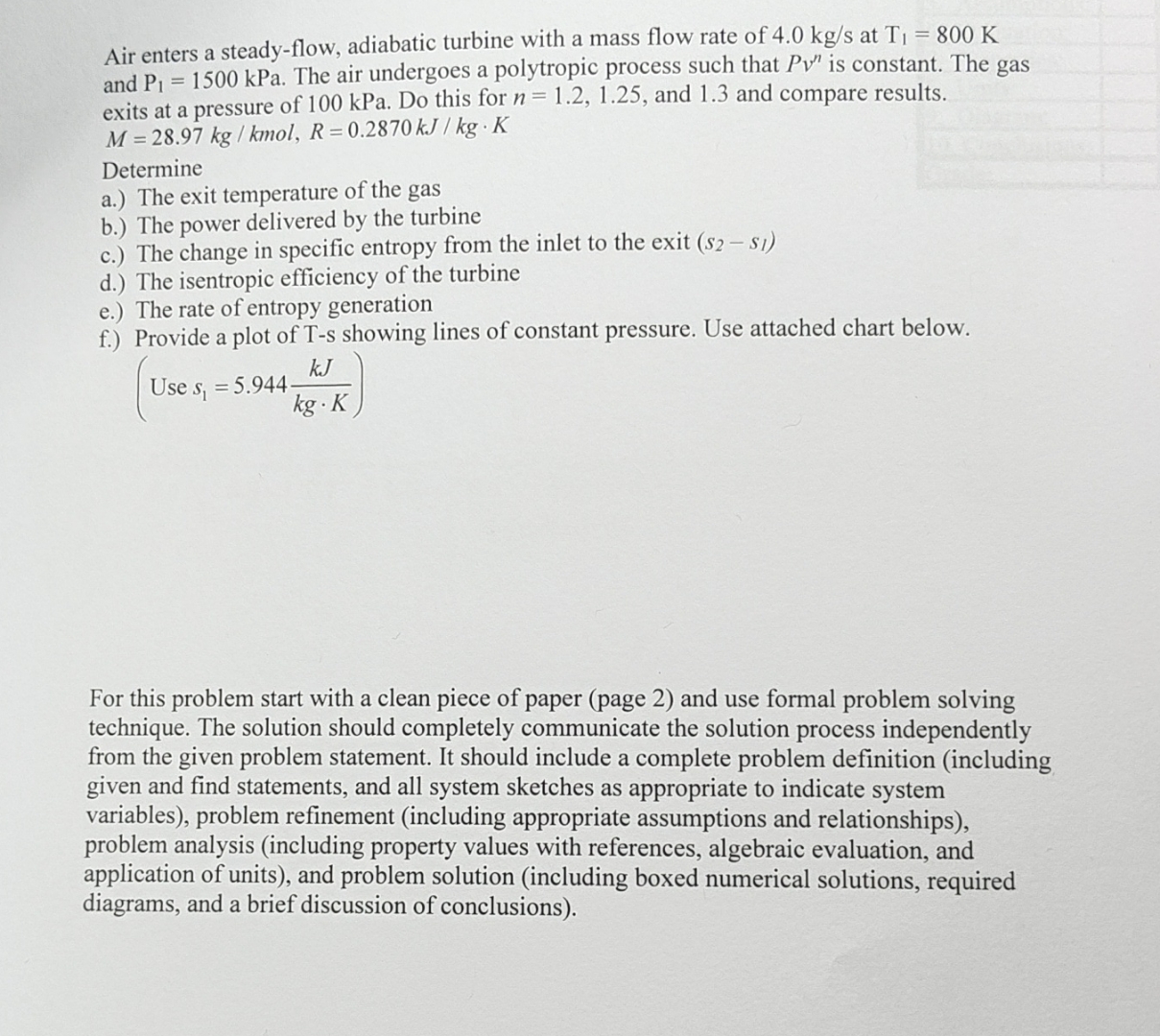 Air enters a steady-flow, adiabatic turbine with a | Chegg.com