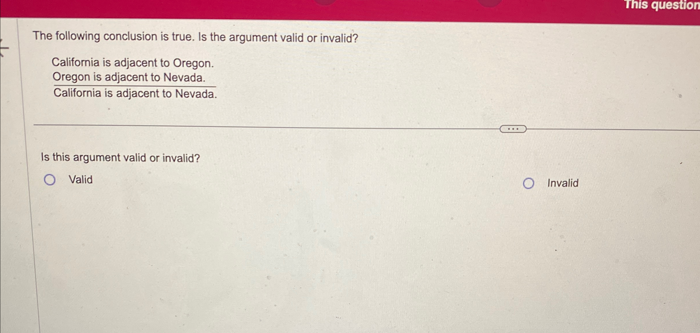 Solved The following conclusion is true. Is the argument | Chegg.com