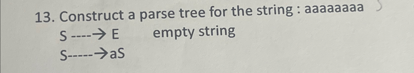 Solved Construct a parse tree for the string : | Chegg.com
