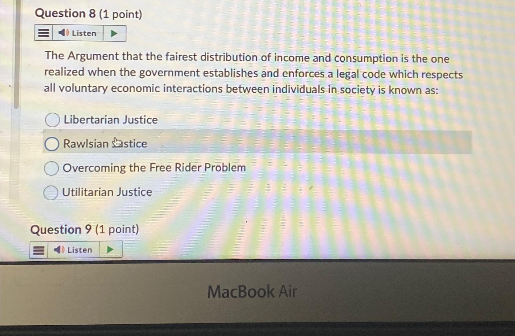 Solved Question 8 (1 ﻿point)ListenThe Argument that the | Chegg.com