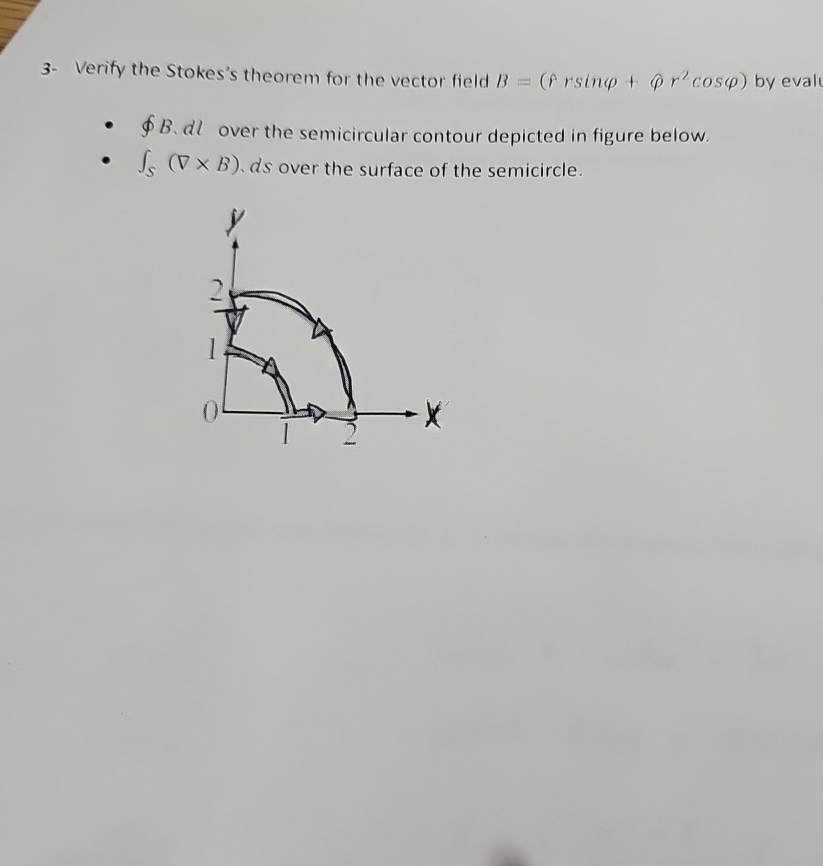 Solved 3- ﻿Verify the Stokes's theorem for the vector field | Chegg.com