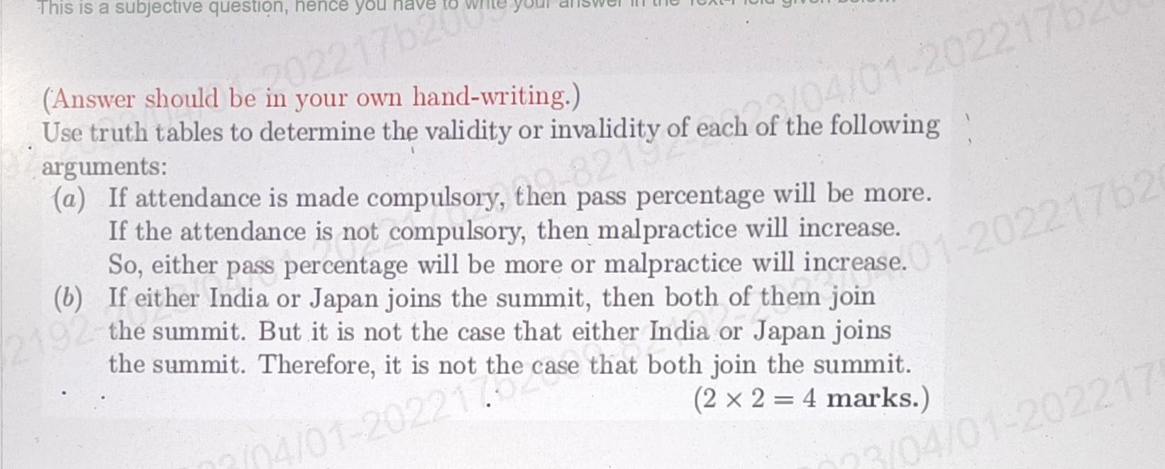 (Answer should be in your own hand-writing.) Use | Chegg.com