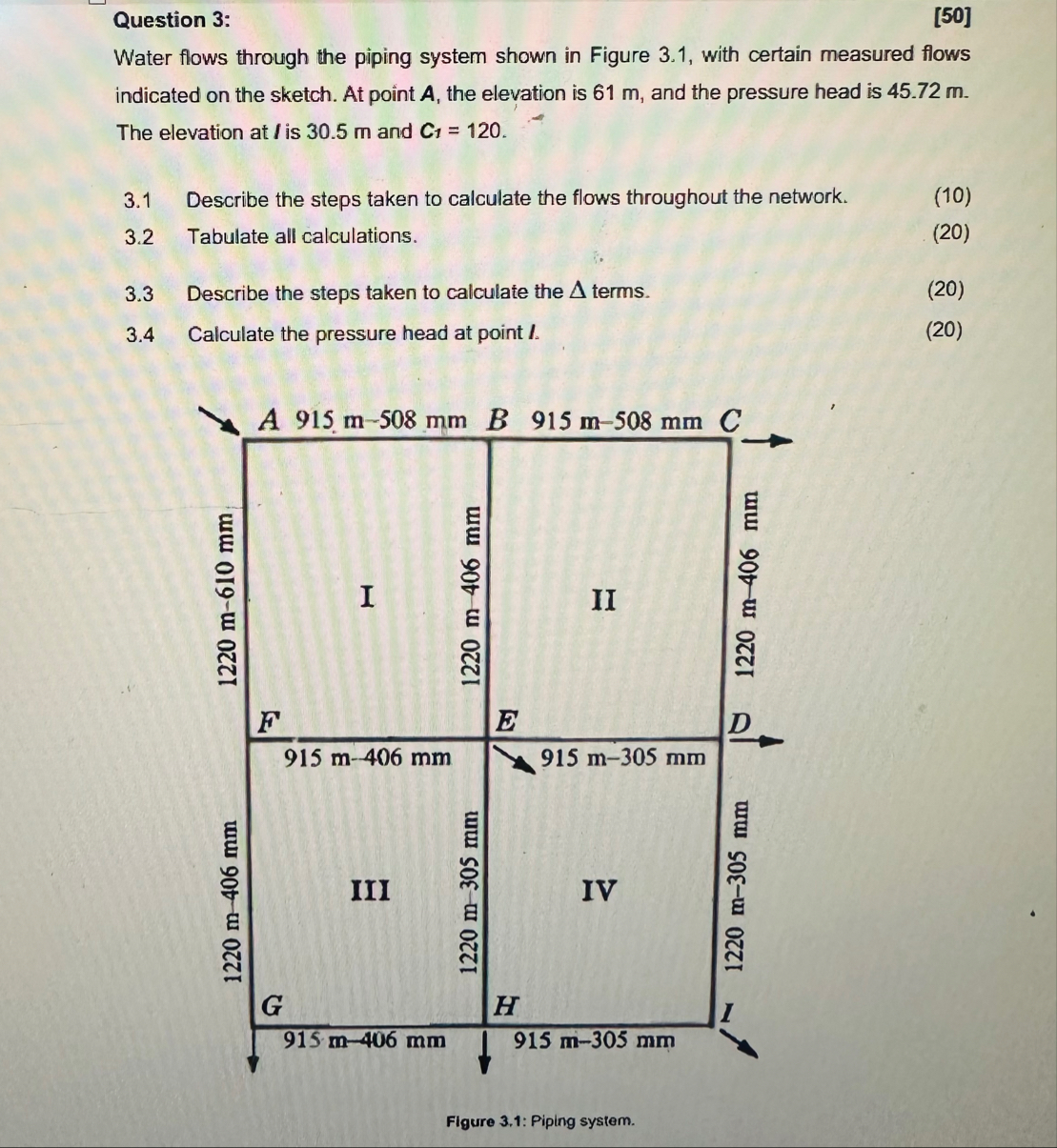 Question 3:[50]Water flows through the piping system | Chegg.com