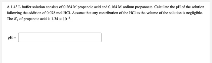 Solved A 1.43 L buffer solution consists of 0.264 M | Chegg.com