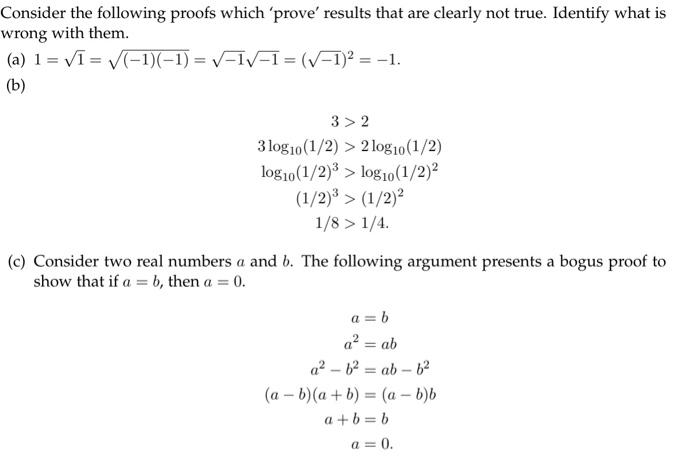 Solved Consider the following proofs which prove' results | Chegg.com