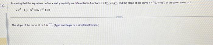 Solved Assuming that the equations define x and y implicitly | Chegg.com