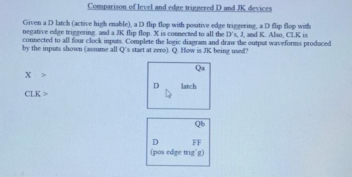 Solved Given a D latch (active high enable), a D flip flop | Chegg.com