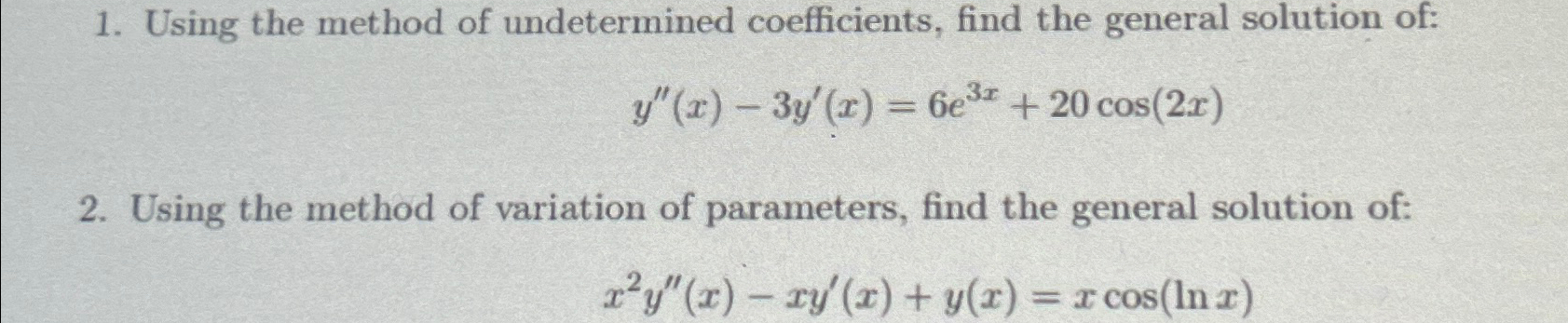 Using the method of undetermined coefficients, find | Chegg.com