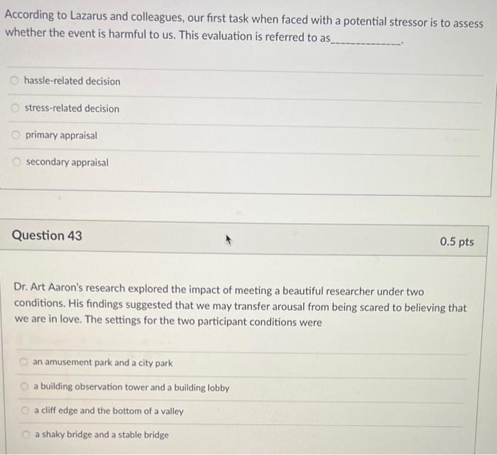 Solved According to Lazarus and colleagues, our first task | Chegg.com