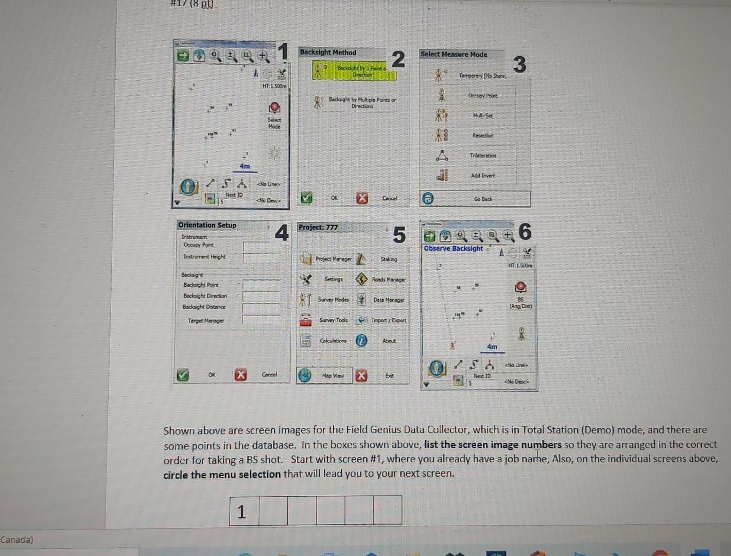 Solved #17 (8 + 1 Backsight Method Select Measure Mode 2 3 | Chegg.com