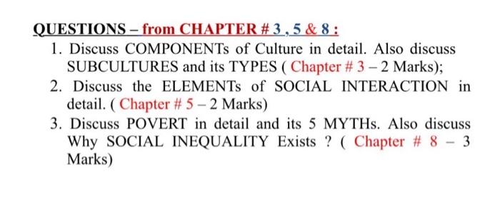QUESTIONS - from CHAPTER #3,5 \& 8: 1. Discuss | Chegg.com