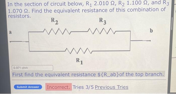 Solved In the section of circuit below, R12.010Ω,R21.100Ω, | Chegg.com