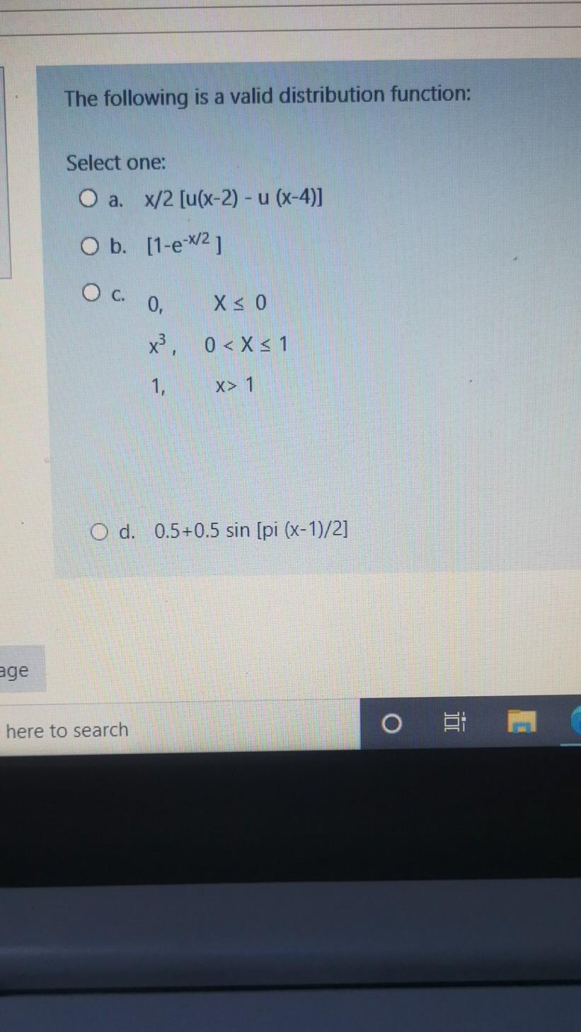 Solved The following is a valid distribution function: | Chegg.com