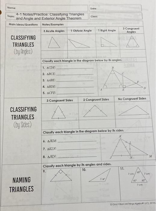 Solved Name: Dale Class: Topic 4-1 Notes/Practice: | Chegg.com