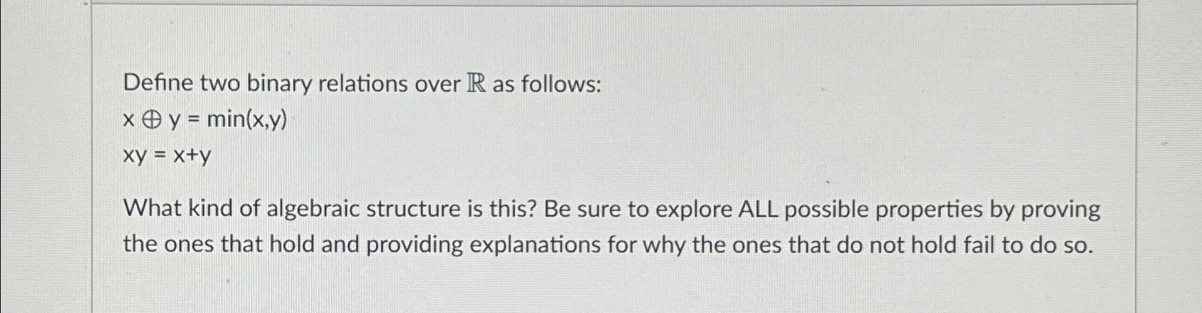 Solved Define two binary relations over R ﻿as | Chegg.com