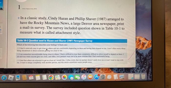 + In a classic study, Cindy Hazan and Phillip Shaver | Chegg.com