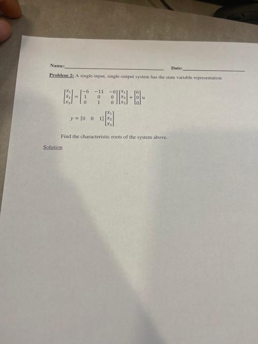 Solved Problem 2i A Single Input Single Output System Has 