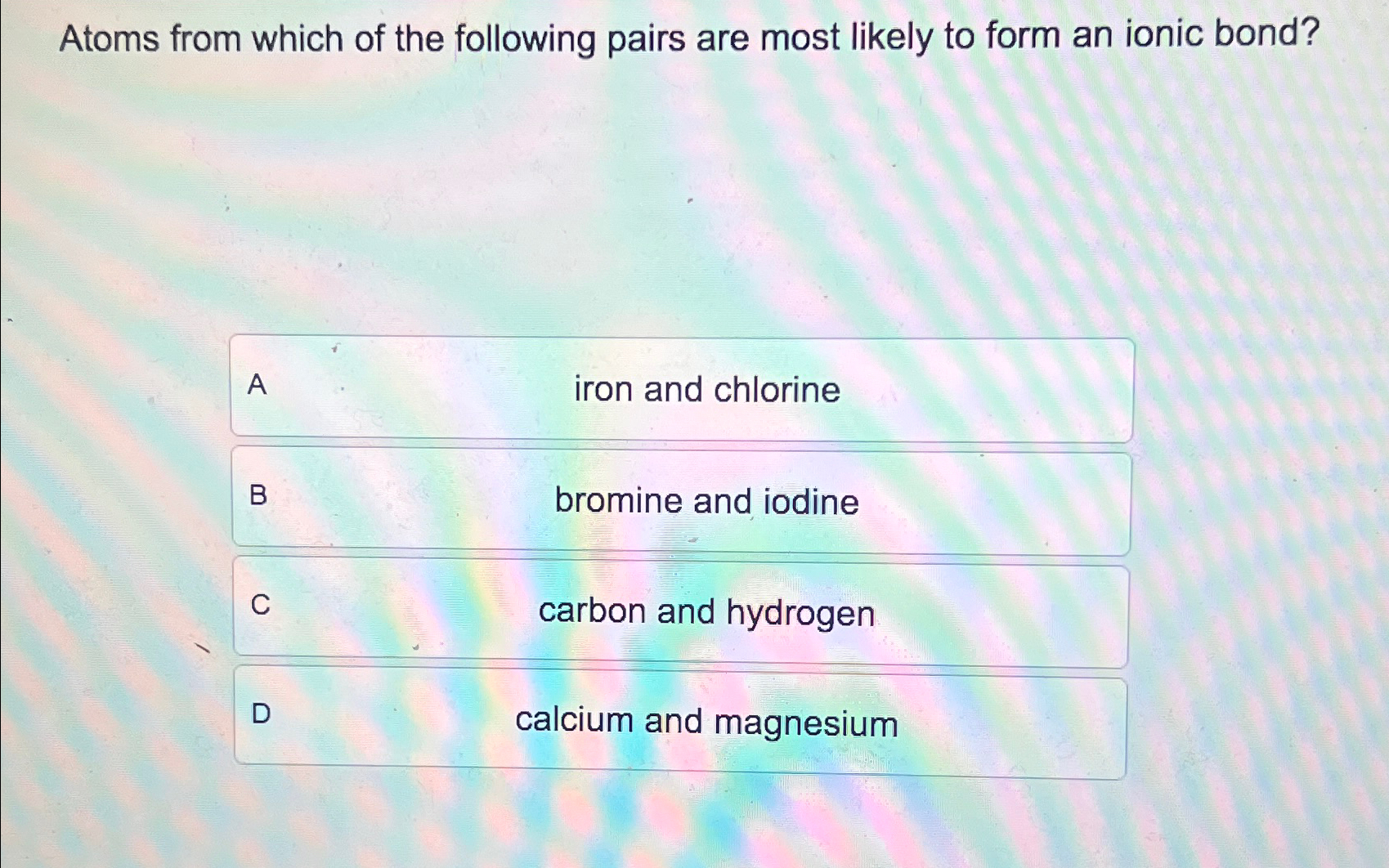 Solved Atoms from which of the following pairs are most | Chegg.com
