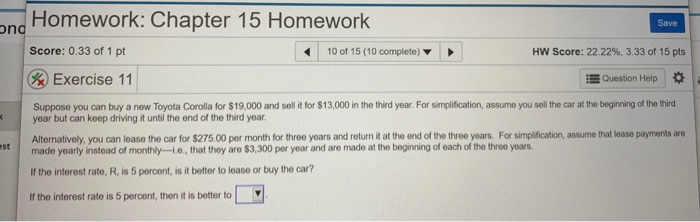 Solved ang Save Homework: Chapter 15 Homework Score: 0.33 of | Chegg.com