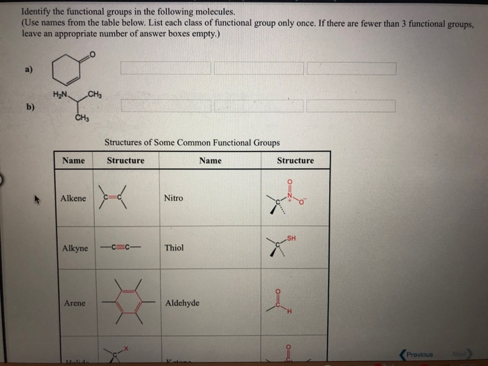 Solved Identify the functional groups in the following | Chegg.com
