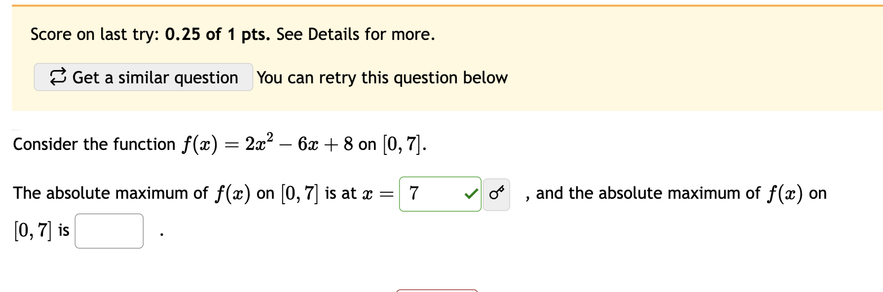 Solved Consider the function f(x)=2x2-6x+8 ﻿on 0,7.The | Chegg.com
