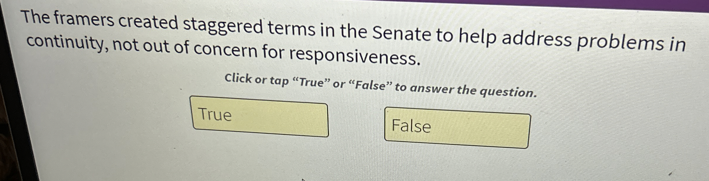 Solved The framers created staggered terms in the Senate to | Chegg.com