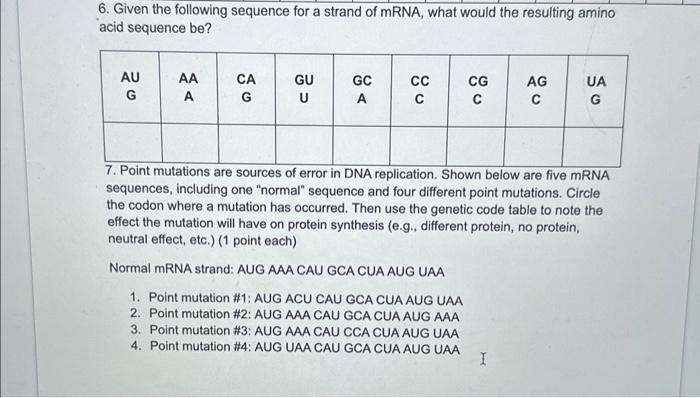 Solved 1. If a strand of DNA has the sequence shown below | Chegg.com