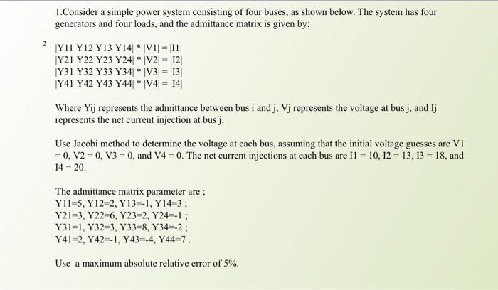 Solved 1.Consider a simple power system consisting of four | Chegg.com