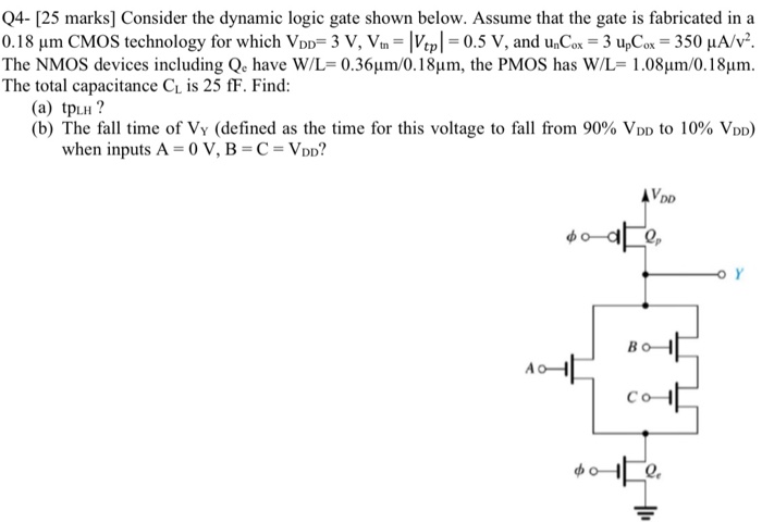 Q4- [25 marks] Consider the dynamic logic gate shown | Chegg.com