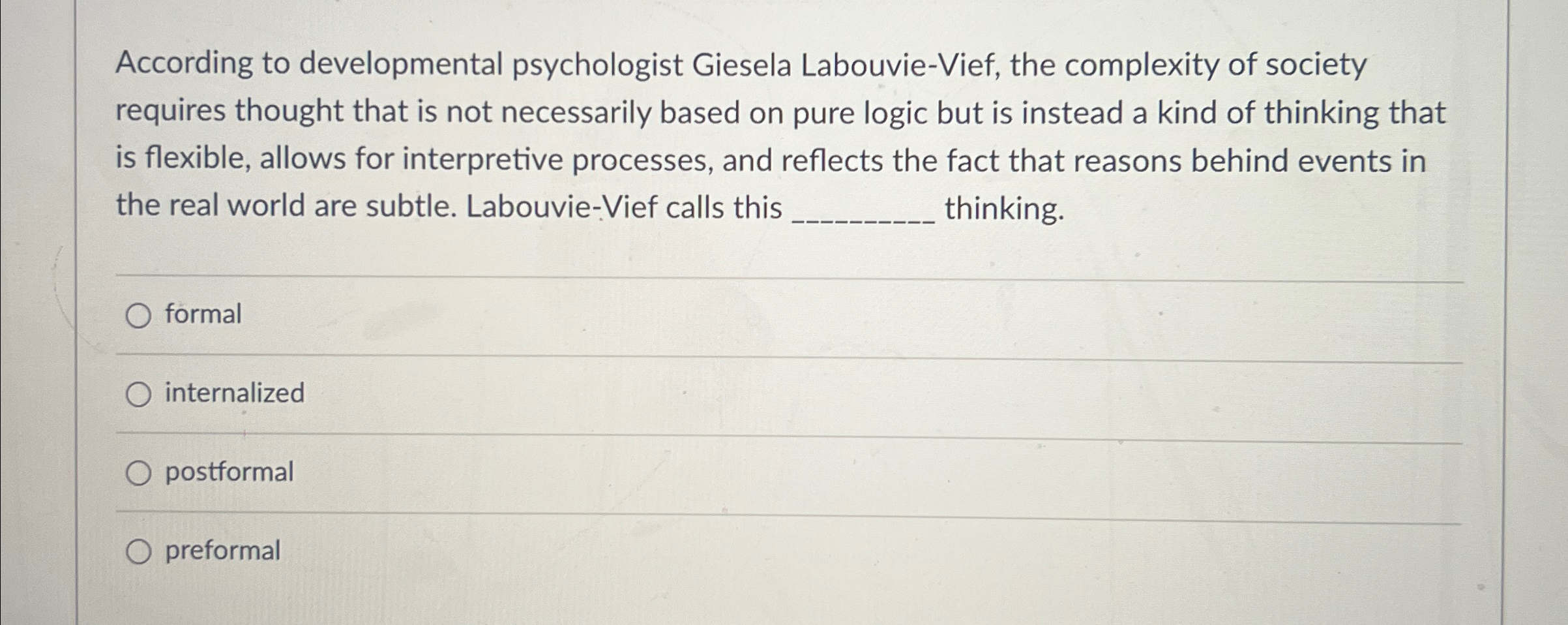 Solved According to developmental psychologist Giesela | Chegg.com