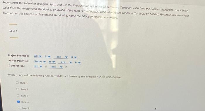 Reconstruct the following syllogistic form and use | Chegg.com