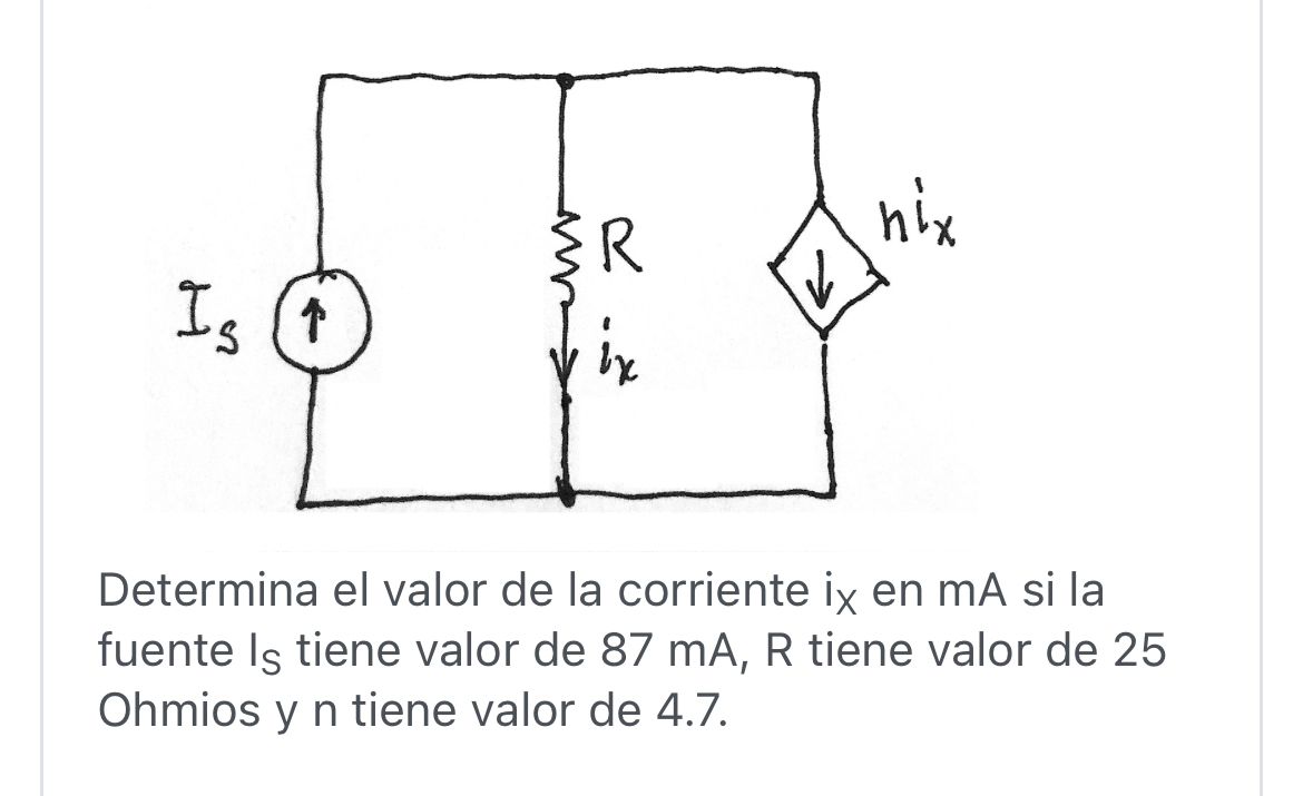 Solved Determina el valor de la corriente ix ﻿en mA si la | Chegg.com