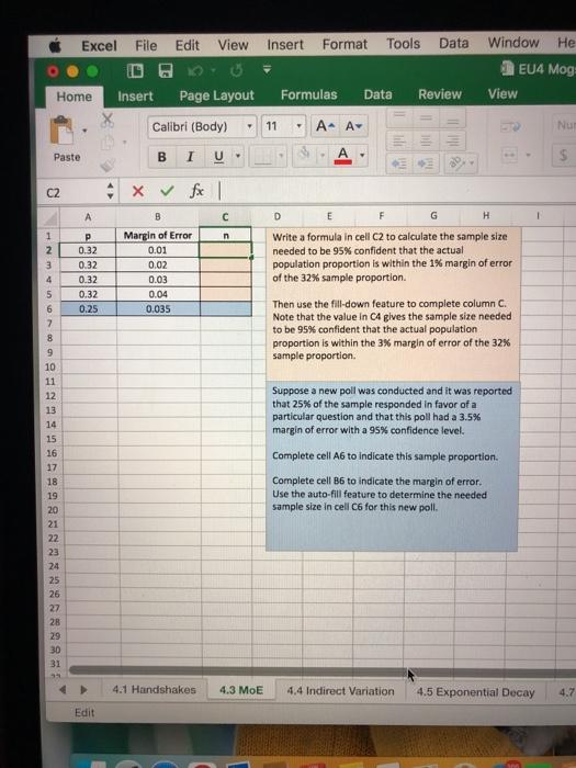 Solved Excel File Edit View Insert Format Tools Data Window | Chegg.com