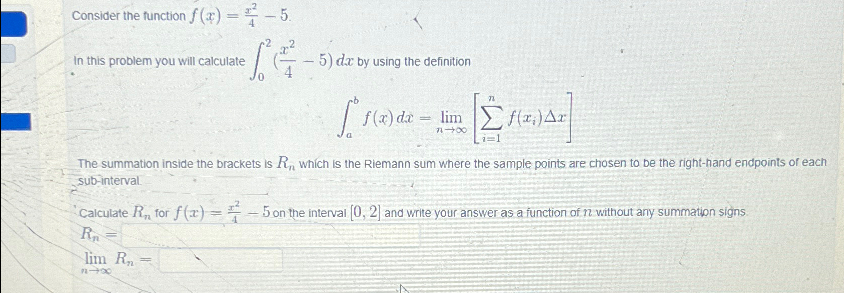 Solved Consider the function f(x)=x24-5In this problem you | Chegg.com