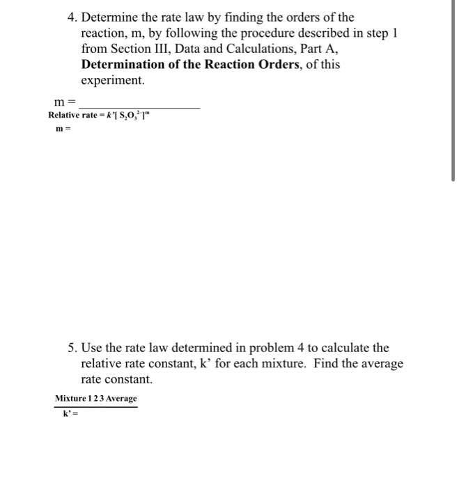 4. Determine the rate law by finding the orders of | Chegg.com
